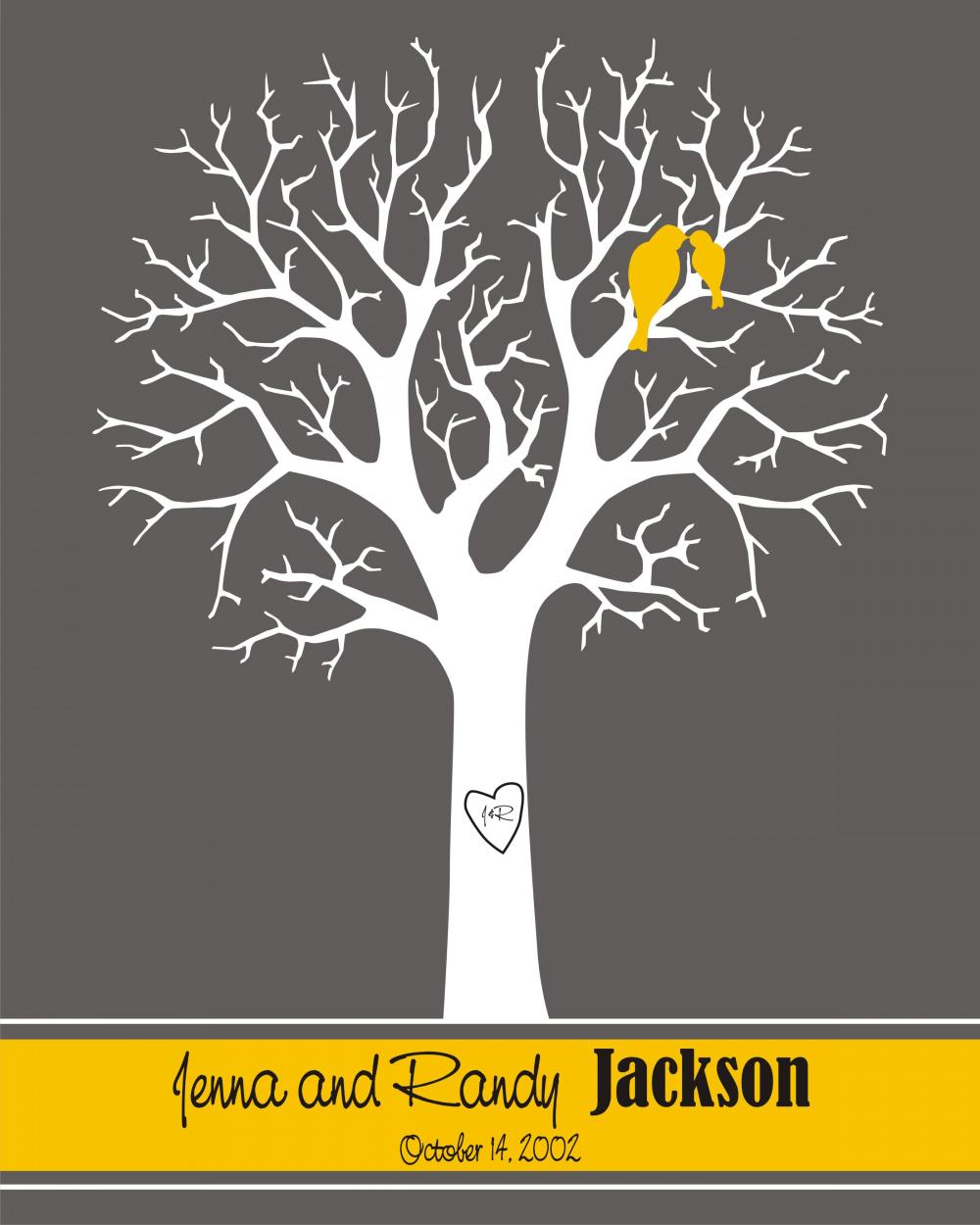 Wedding Signature Tree 16x 20 75 Signatures Wedding Guest Book ...