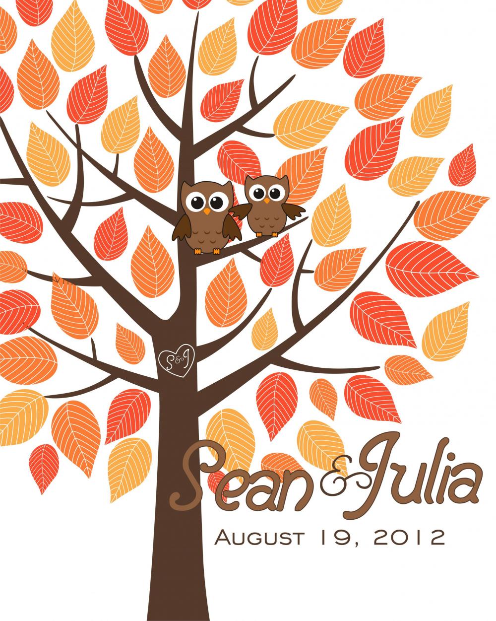 Personalized Wedding Signature Tree 16x20 Holds 75 Signatures Guest ...