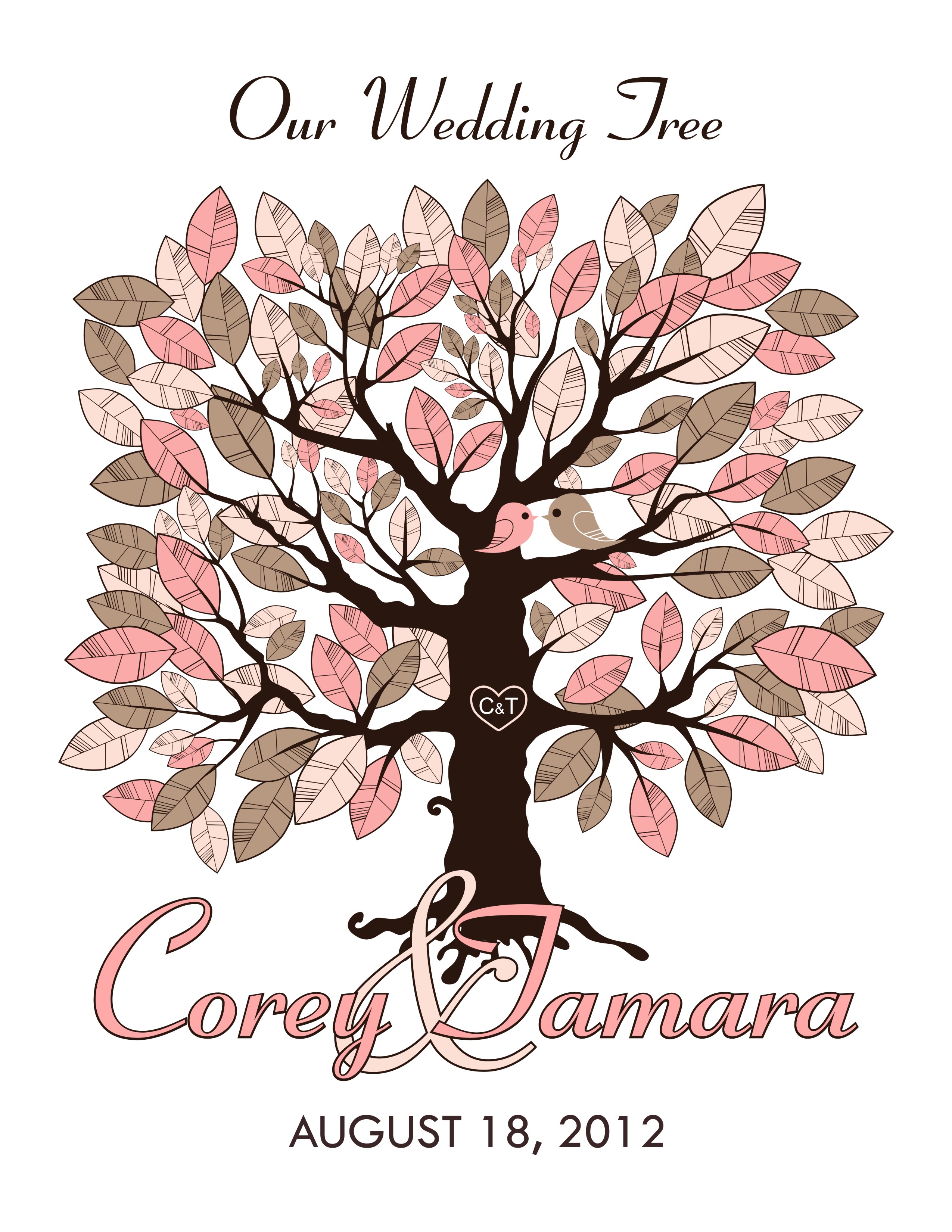 Wedding Signature Tree 16x 20 75 Signatures Wedding Guest Book ...