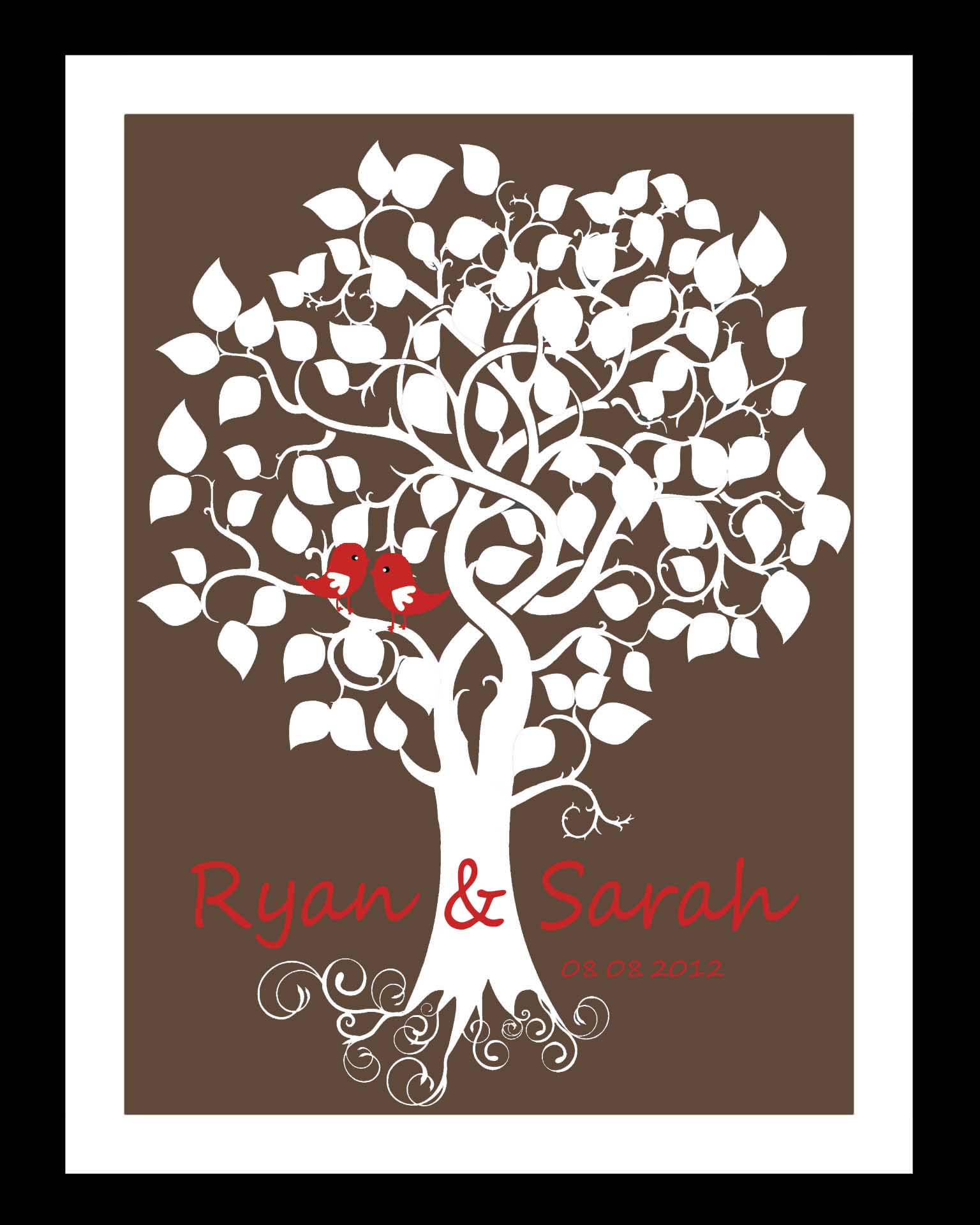 18x24 Wedding Signature Tree 120 Signatures -wedding Guest Book ...