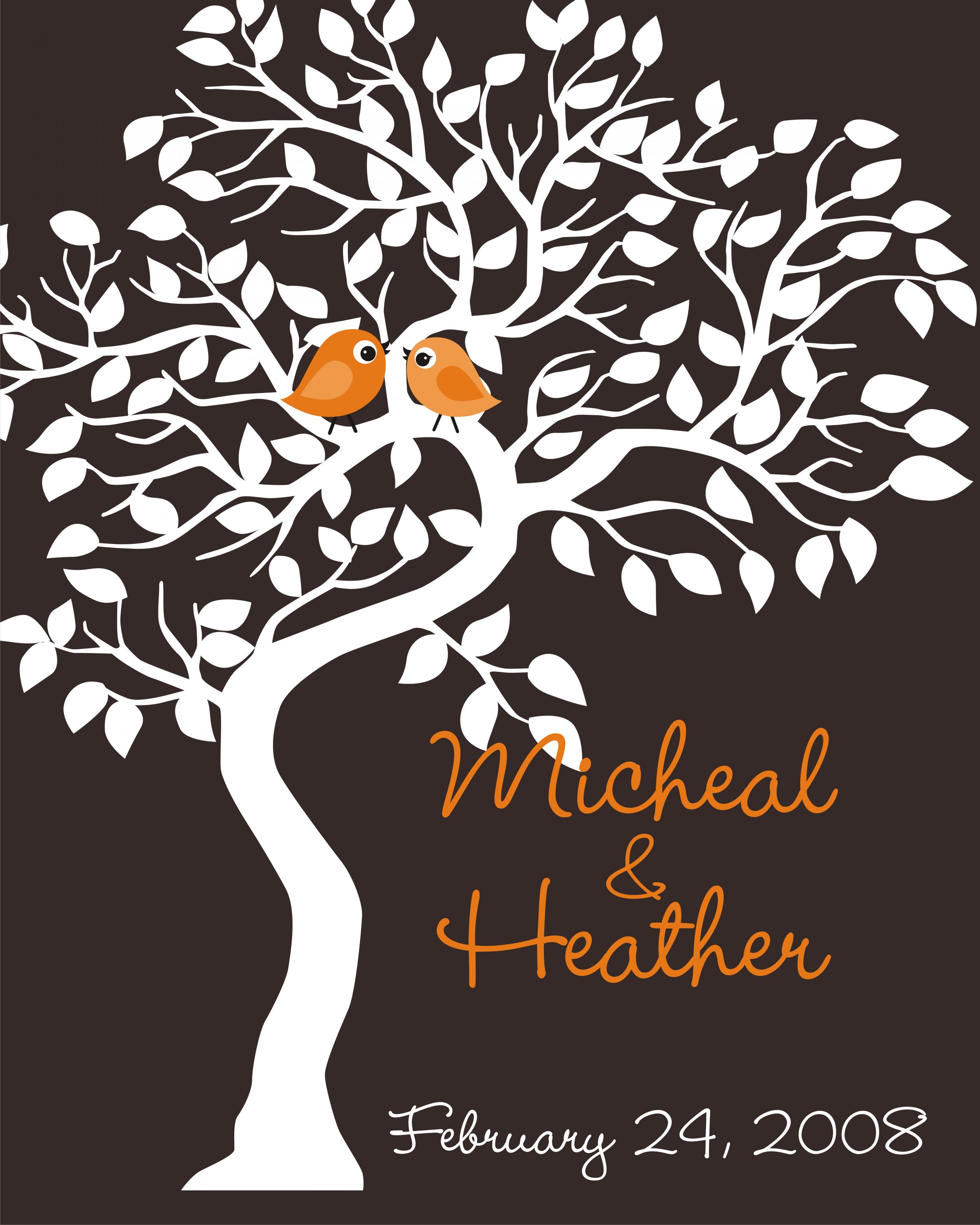 Personalized Wedding Signature Tree: 200 Signatures Plus Guest Book ...