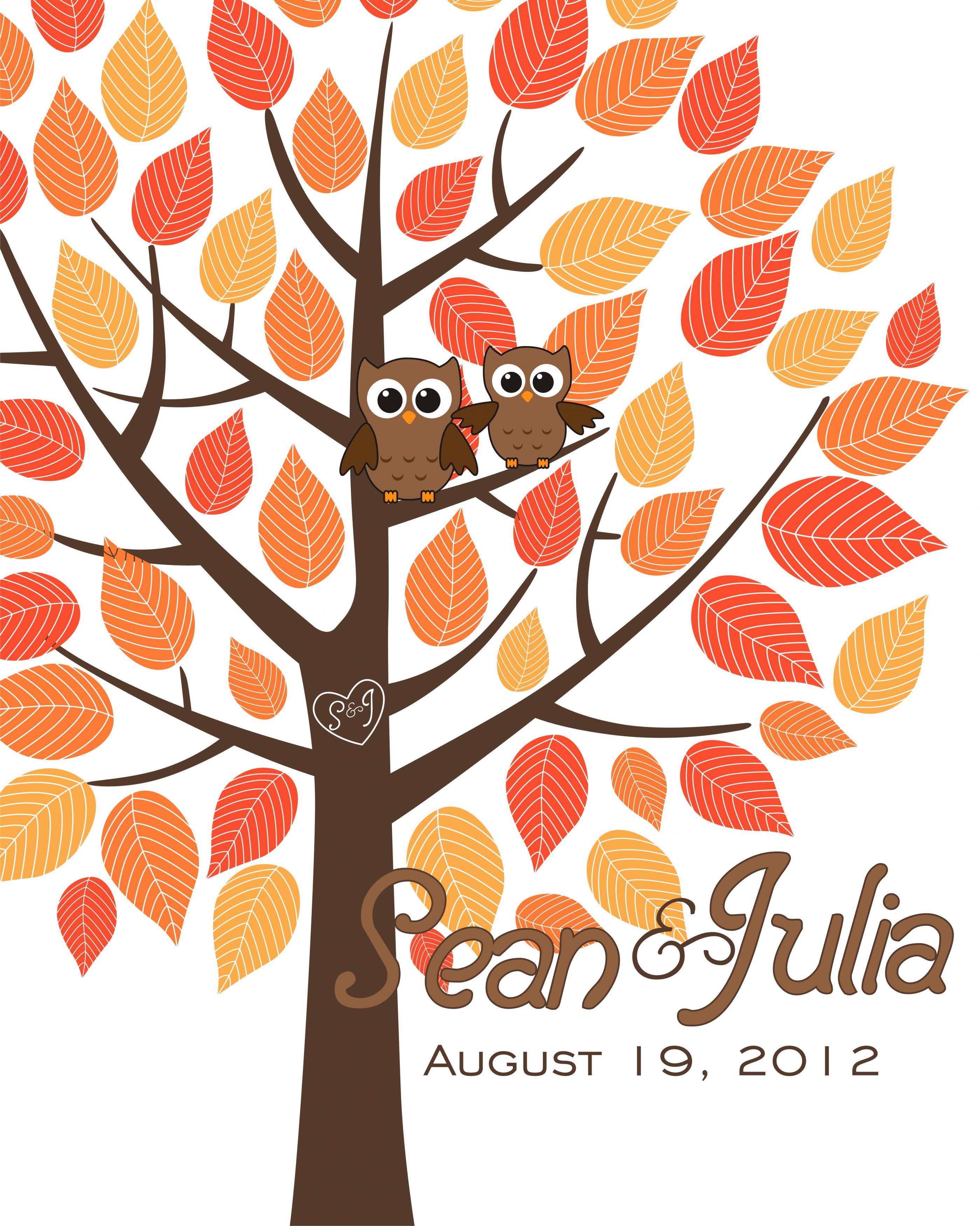 Personalized Wedding Signature Tree 16x20 Holds 75 Signatures Guest ...